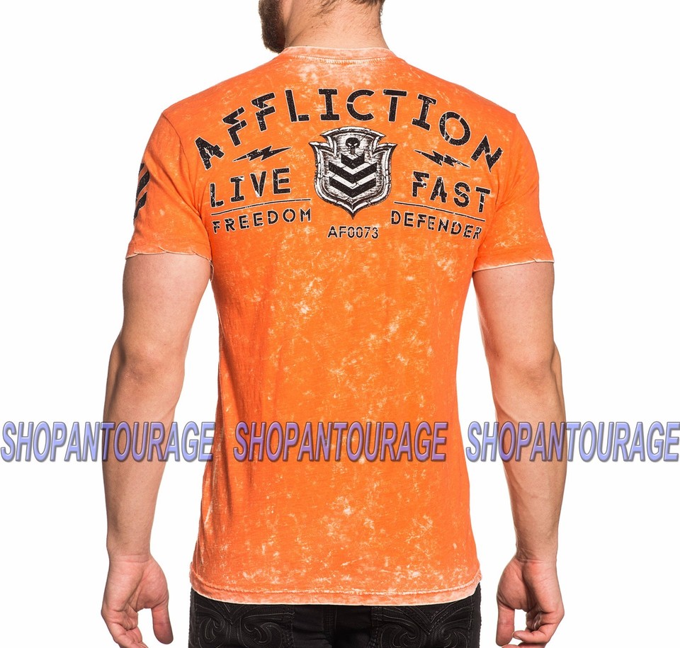 Affliction Value Freedom A16375 New Men`s Orange GI Foundation T-shirt ...
