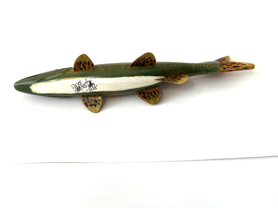 Pike Ice Fish Spearing Decoy Folk Art Carved by Richard Addis | eBay