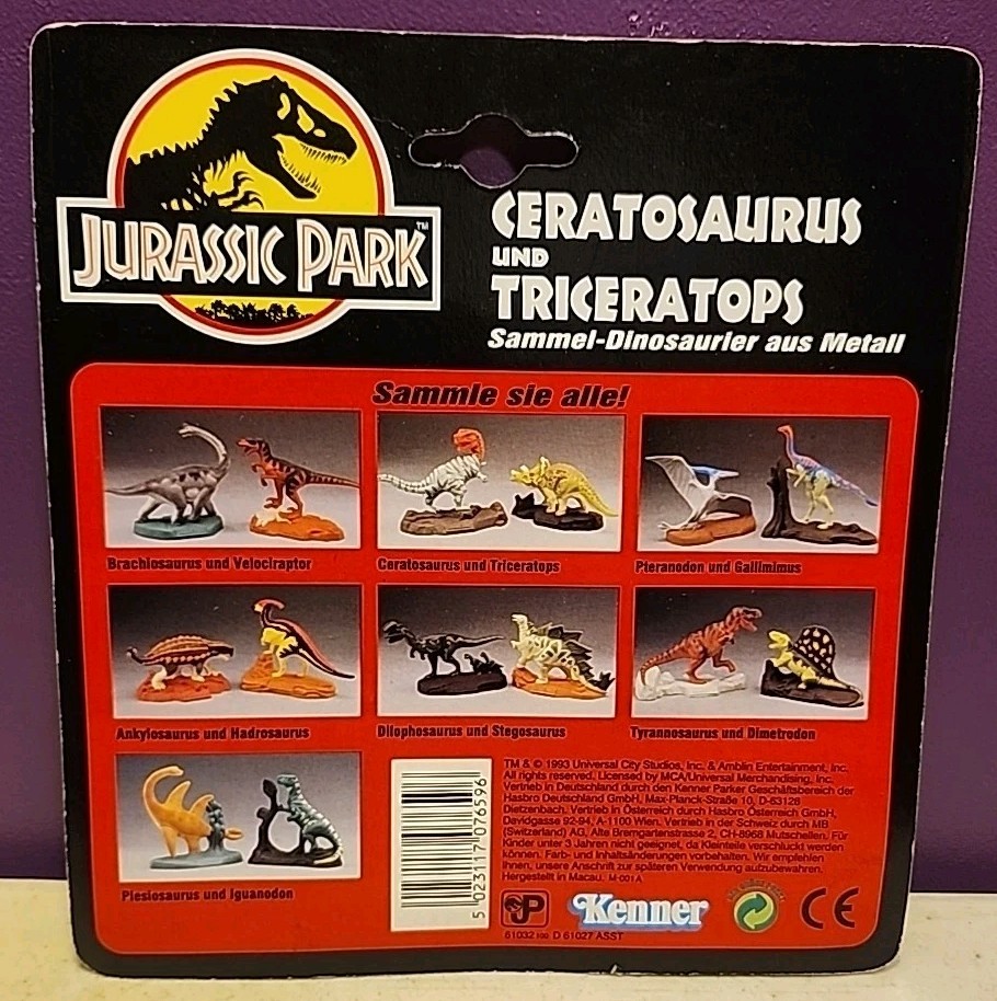 Vintage Jurassic Park 1993 Ceratosaurus & Triceratops Die-Cast Metal ...