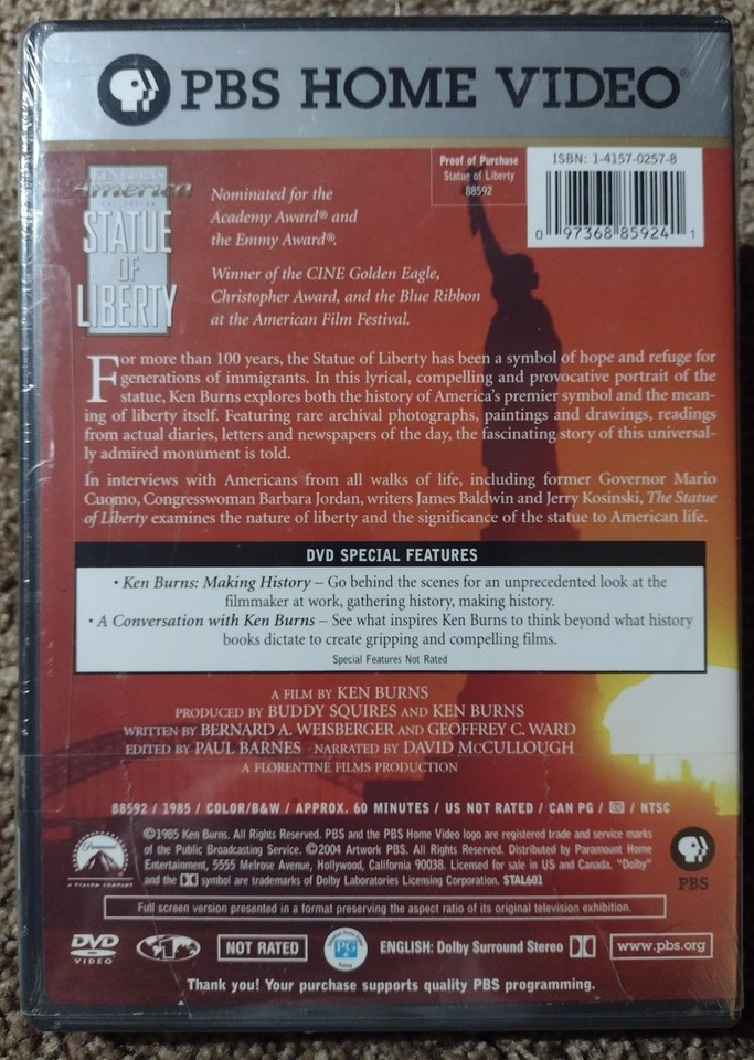 Statue Of Liberty - Ken Burns America Collection, PBS Brand NEW DVD | eBay