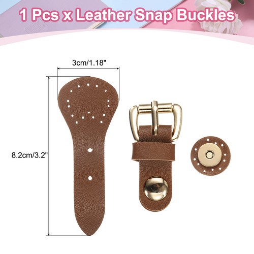 Leather Sew on Toggle Magnetic Snap Buckle Lock for Sewing, Dark Brown ...