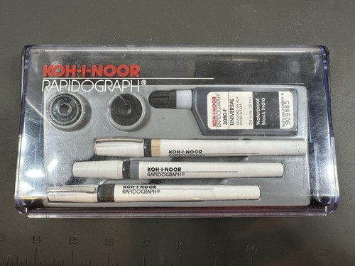 KOH I NOOR RAPIDOGRAPH 3165 6 Pieces Set 3080 F Waterproof Black India ...