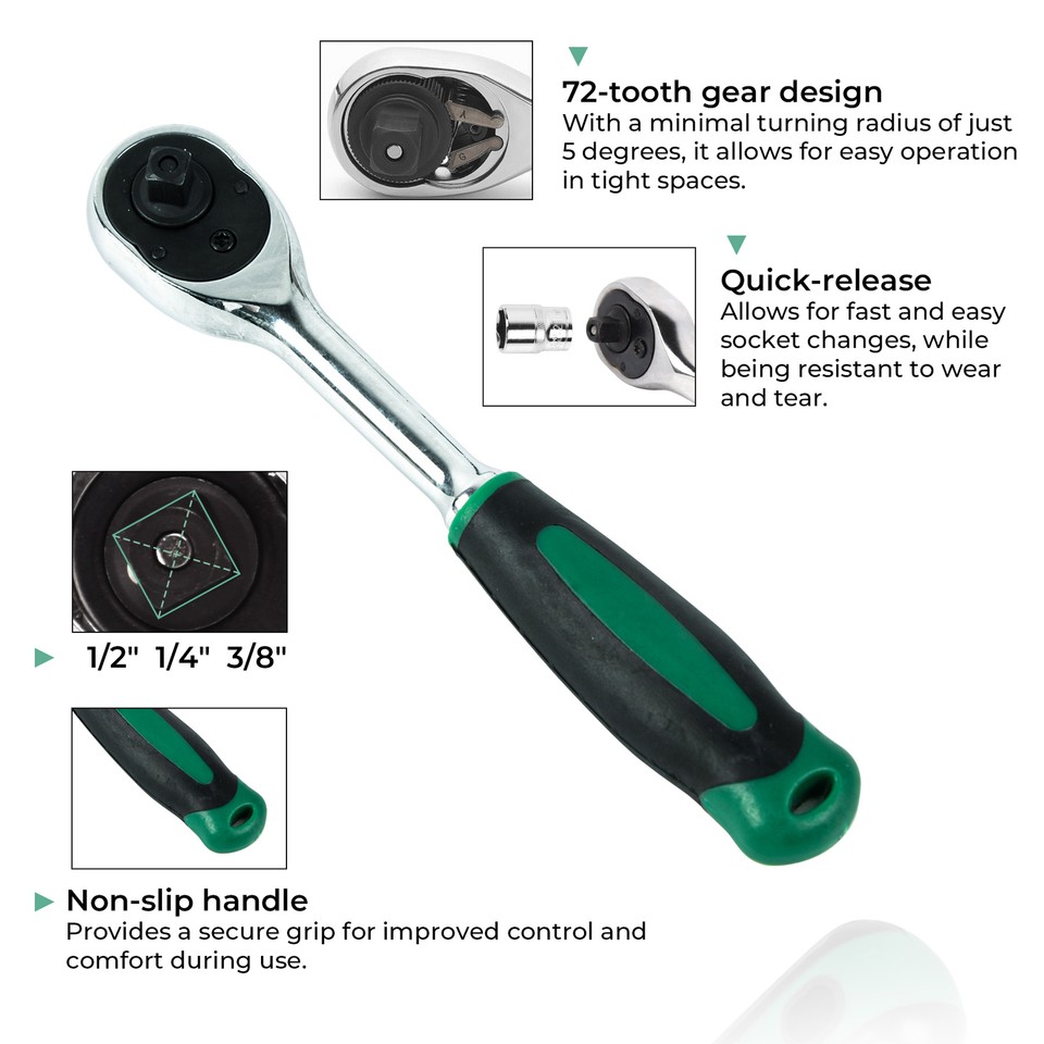 151pcs Mechanics Tools Kit Versatile Socket & Drive Tool Set 1/2", 1/4 ...