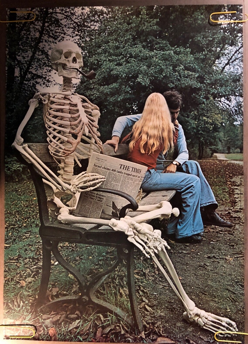 Skeleton Sitting On Bench Waiting