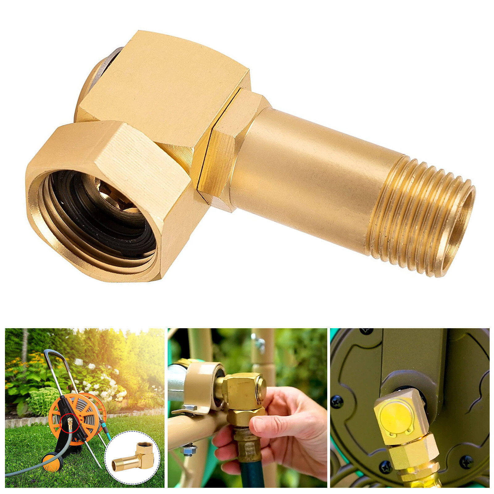 New Garden Hose Adapter Brass Replacement Part Swivel Hose Reel Parts ...