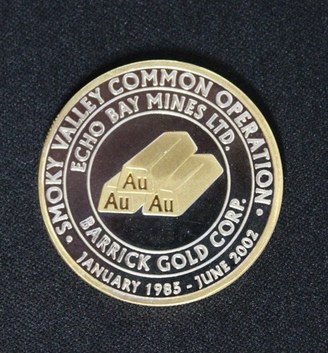2002 Rare Barrick Gold Corp Echo Bay 1 Oz Ounce Fine Silver Proof Round ...