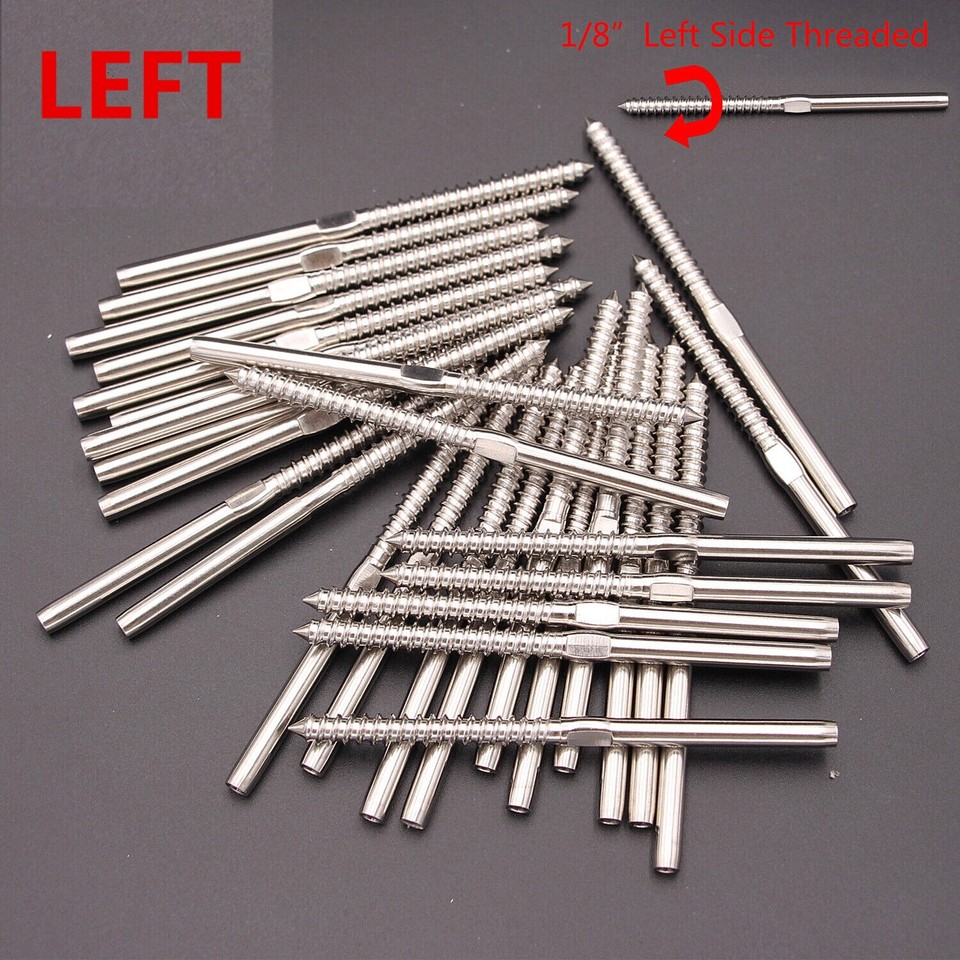 Left & Right T316 Stainless Steel Swage Lag Screw Stud For 1/8" Cable ...