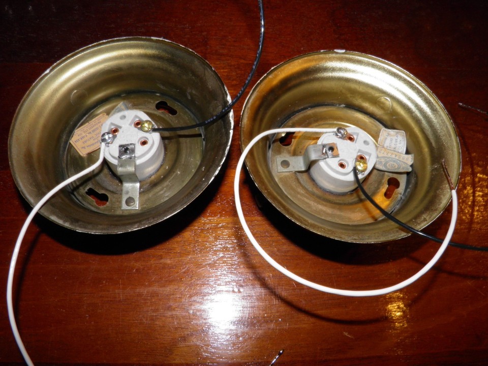 Pair, vintage, MCM, porcelain sockets, Flush Mount, ceiling lights ...