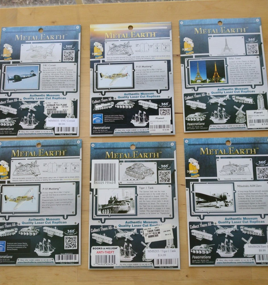 Metal Earth Laser Cut Models Set of 6 (Ages 14 and Up) | eBay