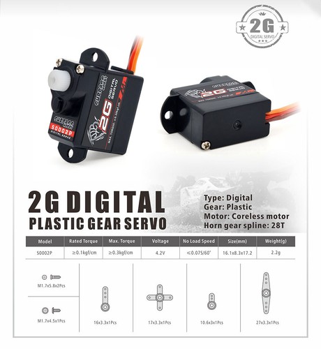 Micro Mini Digital Servo 2G Plastic Gear for RC Airplane Auto Car Boat ...