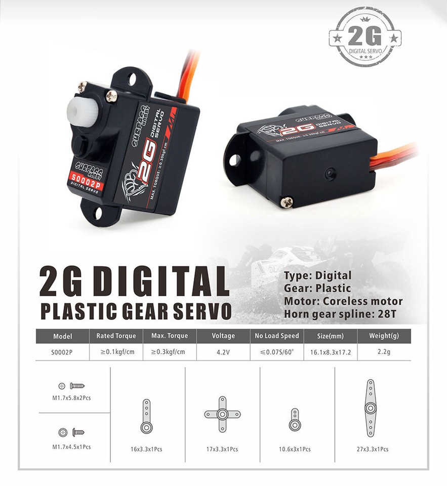 Micro Mini Digital Servo 2G Plastic Gear for RC Airplane Auto Car Boat ...