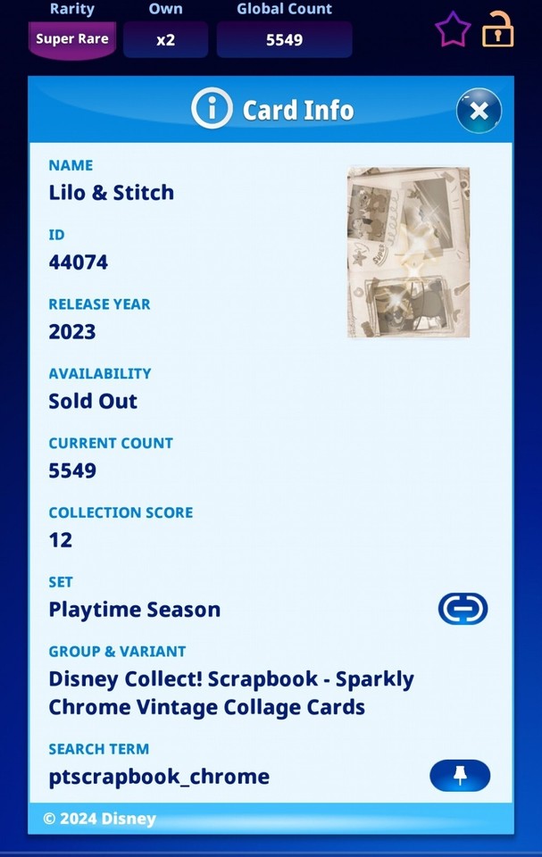 Topps Disney Collect Digital Playtime Season LILO & STITCH Chrome ...
