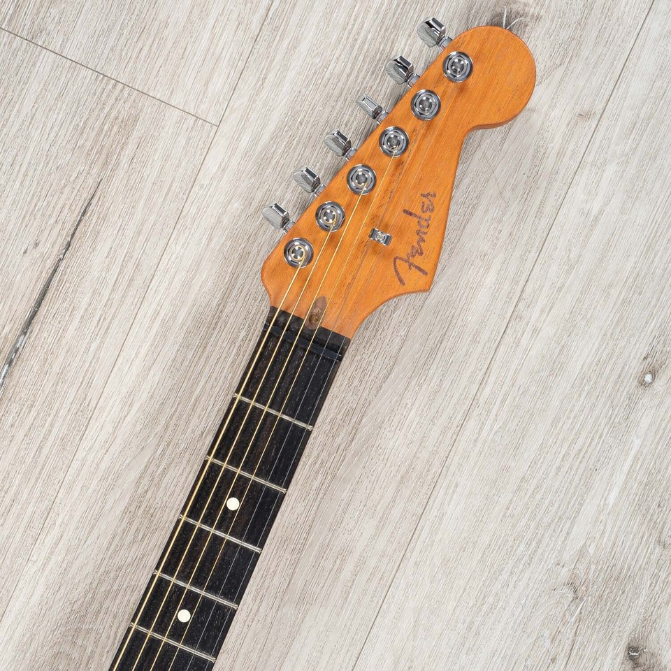 Fender American Acoustasonic Stratocaster Guitar, Ebony, Matte Black (B ...