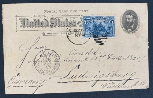 1895 Chicago IL USA Postal Stationery Postcard Cover To Ludwigsburg ...