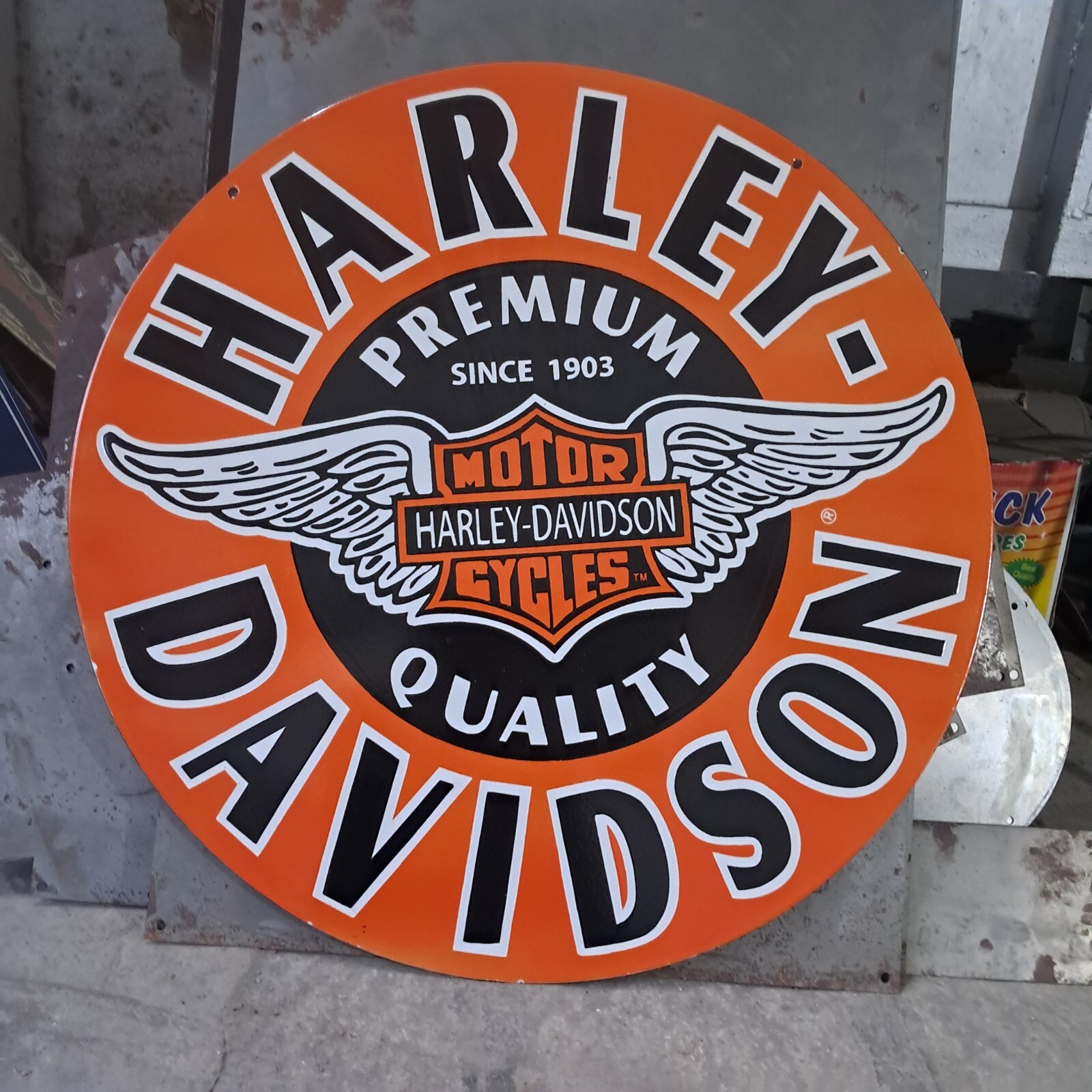 Harley Davidson Porcelain Enamel Heavy Metal Sign 30 Inches Double Side ...