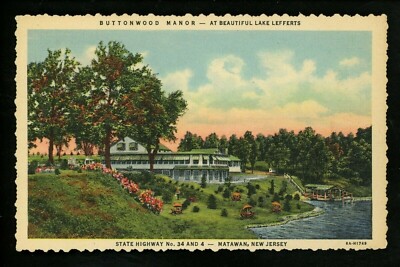 New Jersey NJ postcard Matawan, Buttonwood Manor Lake Lefferts linen ...