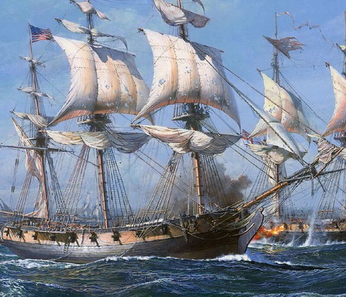 painting Giclee Decor Old Ship Naval Battle Oil Art Printed on Canvas ...