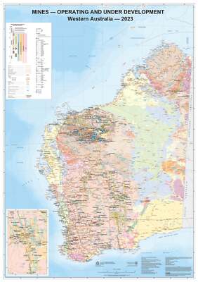 WA Operating and Under Development Mines 2023 700 x 1000mm Wall Map | eBay