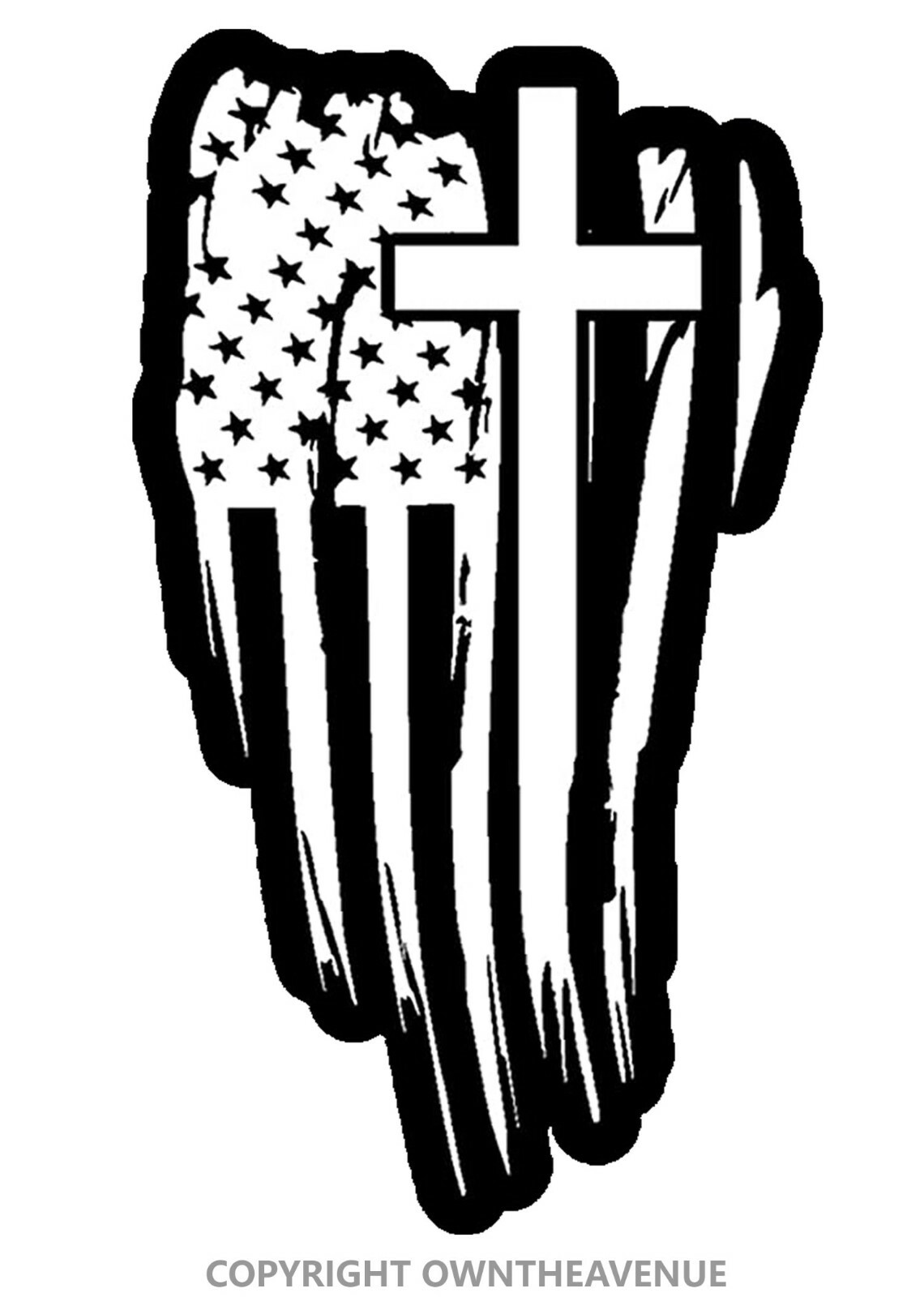 American Flag Cross sticker decal - Christian Jesus 5" Model ...
