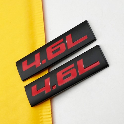 2x Metal Fender Trunk Black & Red 4.6L Car Emblem V6 V8 Engine Logo ...