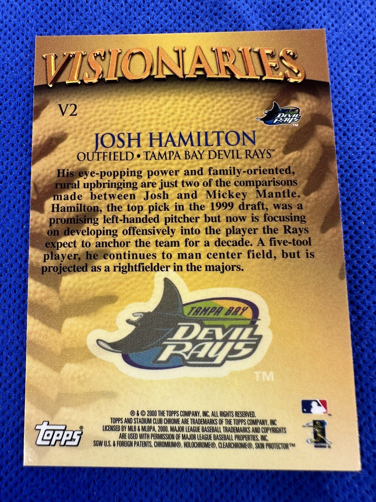 2000 V2 Josh Hamilton Topps Stadium Club Chrome Baseball Visionaries ...