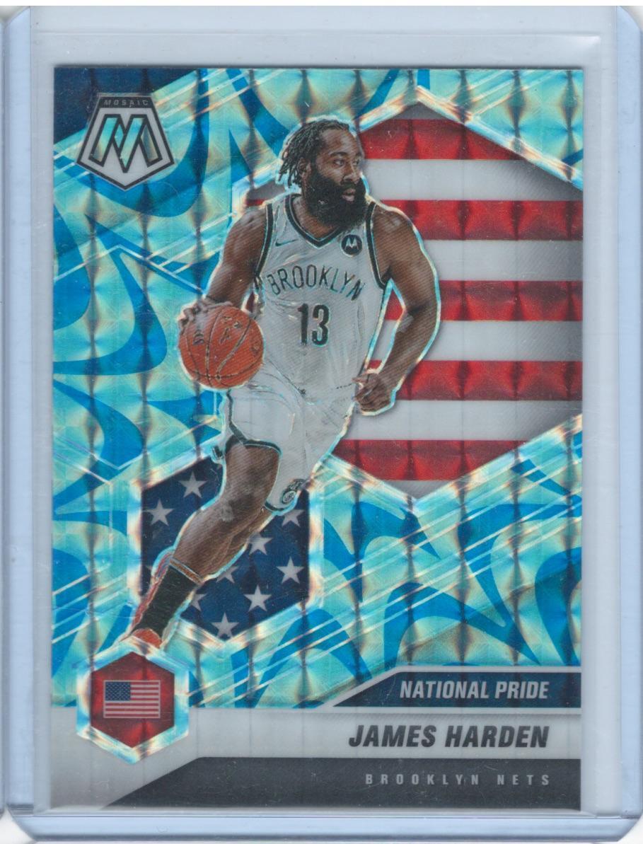 James Harden 2020-21 Panini Mosaic #256 Mosaic Reactive Blue Brooklyn ...