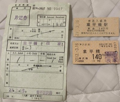 Tobu Gyokuhirabashi Station Tokyo Skytree Ticket Refill Hard Ticket ...