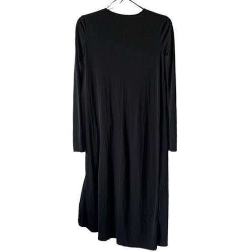 Zara tie front asymmetrical midi slit dress LBD slinky knit stretch ...