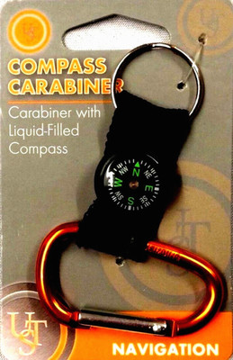 KEY CHAIN COMPASS CARABINER emergency survival prepper UST gear orange ...