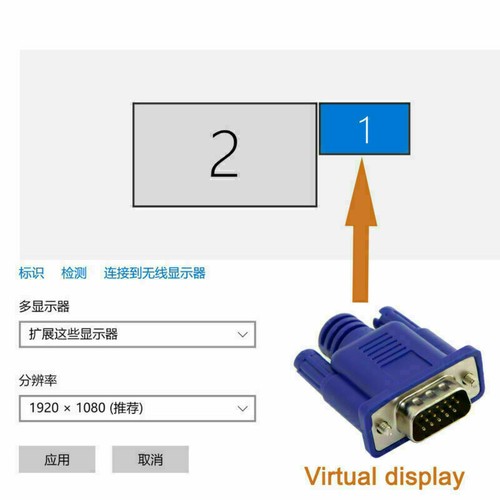 VGA RGB Virtual Display Adaptor Monitor Plug Headless Ghost Emulator ...