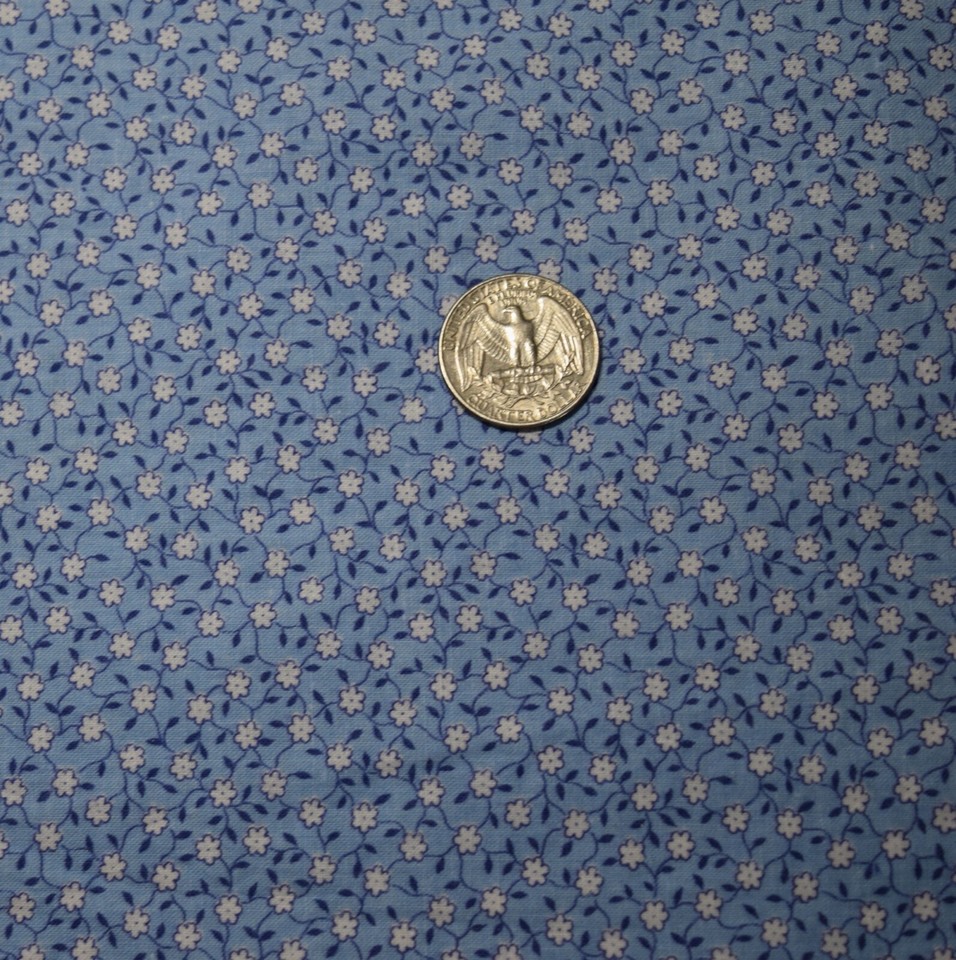 2267a Lg piece antique 1920's cotton printed fabric, pastel blue floral ...