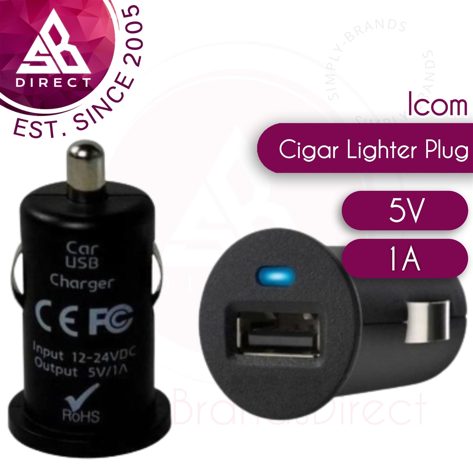 Icom Cigar Lighter Plug - USB Socket 5V 1A - Exc Lead│For M25 VHF | eBay