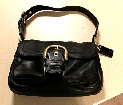 Coach Buckle Flap Shoulder Hobo Bag 11842 Black/Brass 2008 EUC | eBay