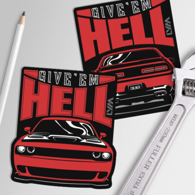 Dodge Challenger Give'em Hell Sticker | eBay
