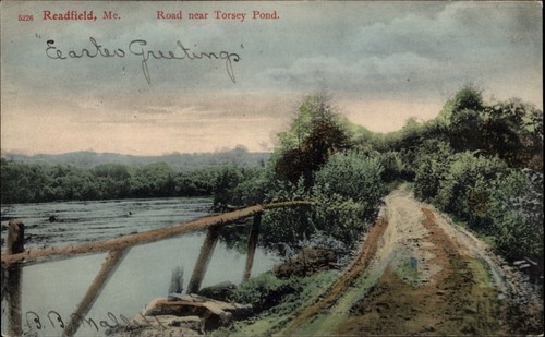 Road Torsey Pond Readfield Maine vintage postcard UDB posted 1907 a810 ...
