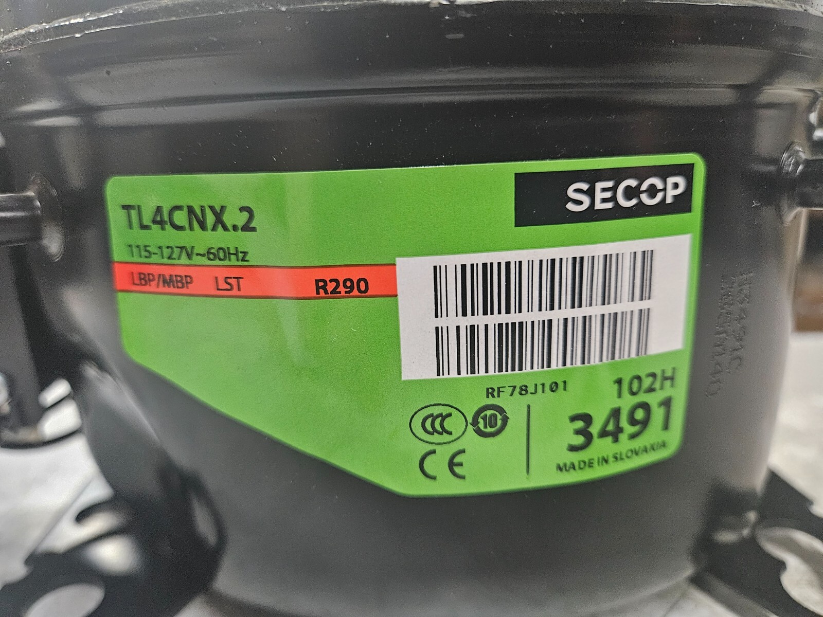 SECOP TL4CNX.2 115V 1PH 60 R-290A LBP/MBP LST REFRIGERATION COMPRESSOR ...