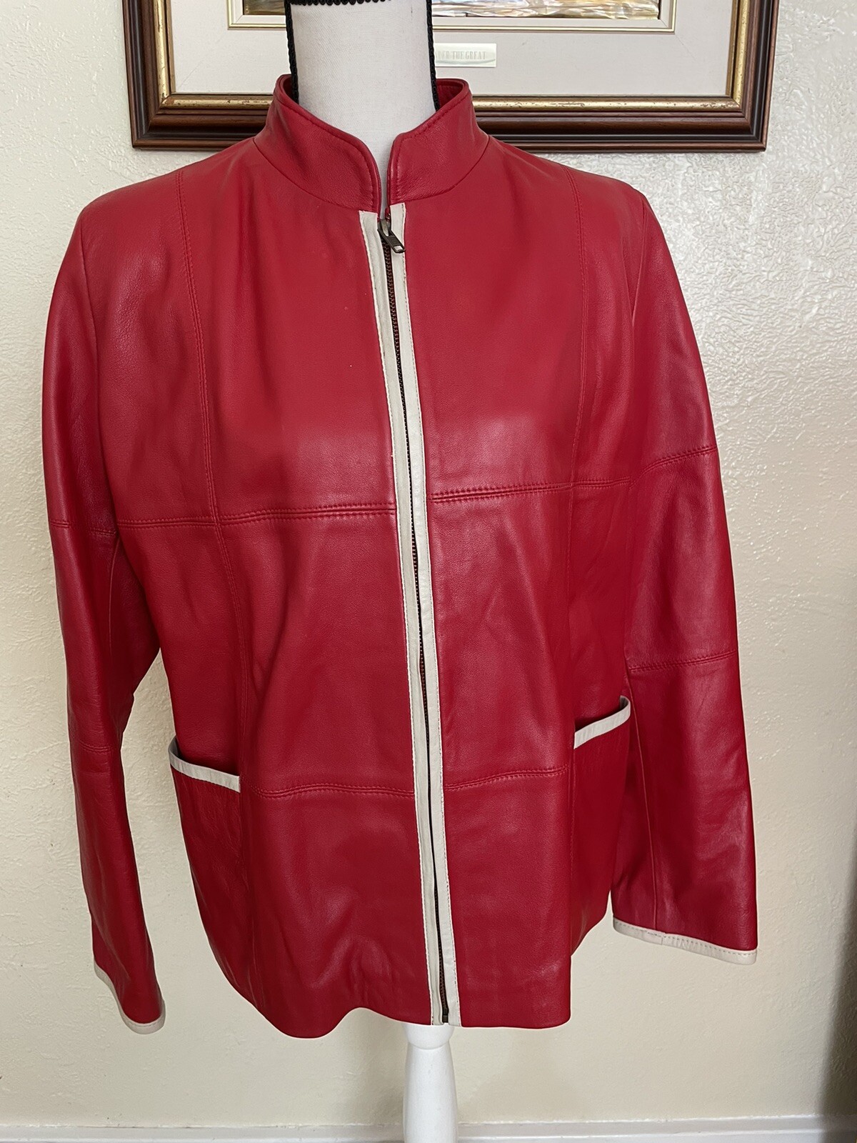 Laffon Argentina Red Genuine Leather Jacket Women size M | eBay