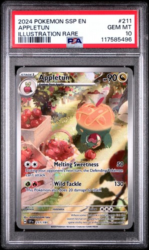 2024 POKEMON SSP EN-SURGING SPARKS ILLUSTRATION RARE #211 APPLETUN PSA ...
