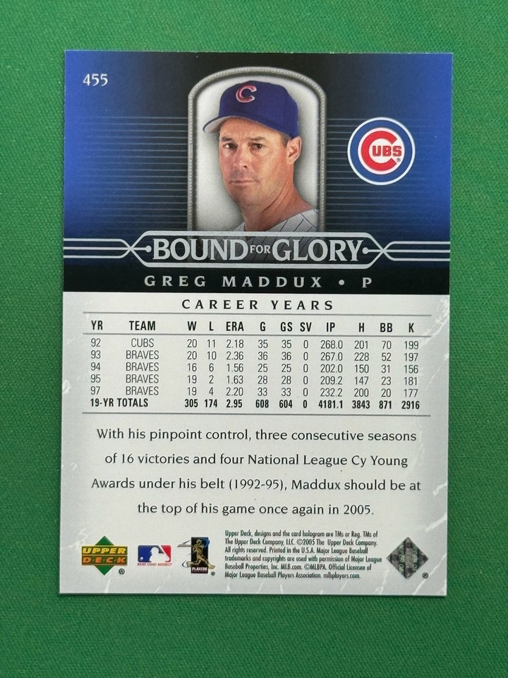 2005 Upper Deck Baseball Bound for Glory #455 Greg Maddux | eBay