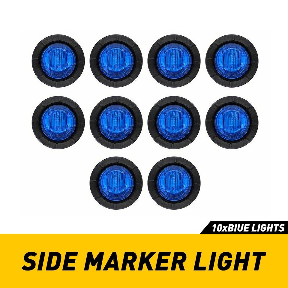 10x 3/4" Round Blue LED Signal Trailer Clearance Side Marker Light DOT ...
