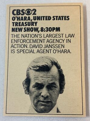 1971 small CBS tv ad ~ O'HARA UNITED STATES TREASURY David Janssen, new ...