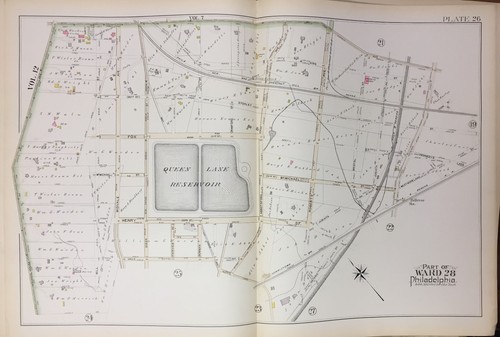 1894 EAST FALLS PHILADELPHIA UNIVERSITY QUEEN LANE RESERVOIR ATLAS MAP ...