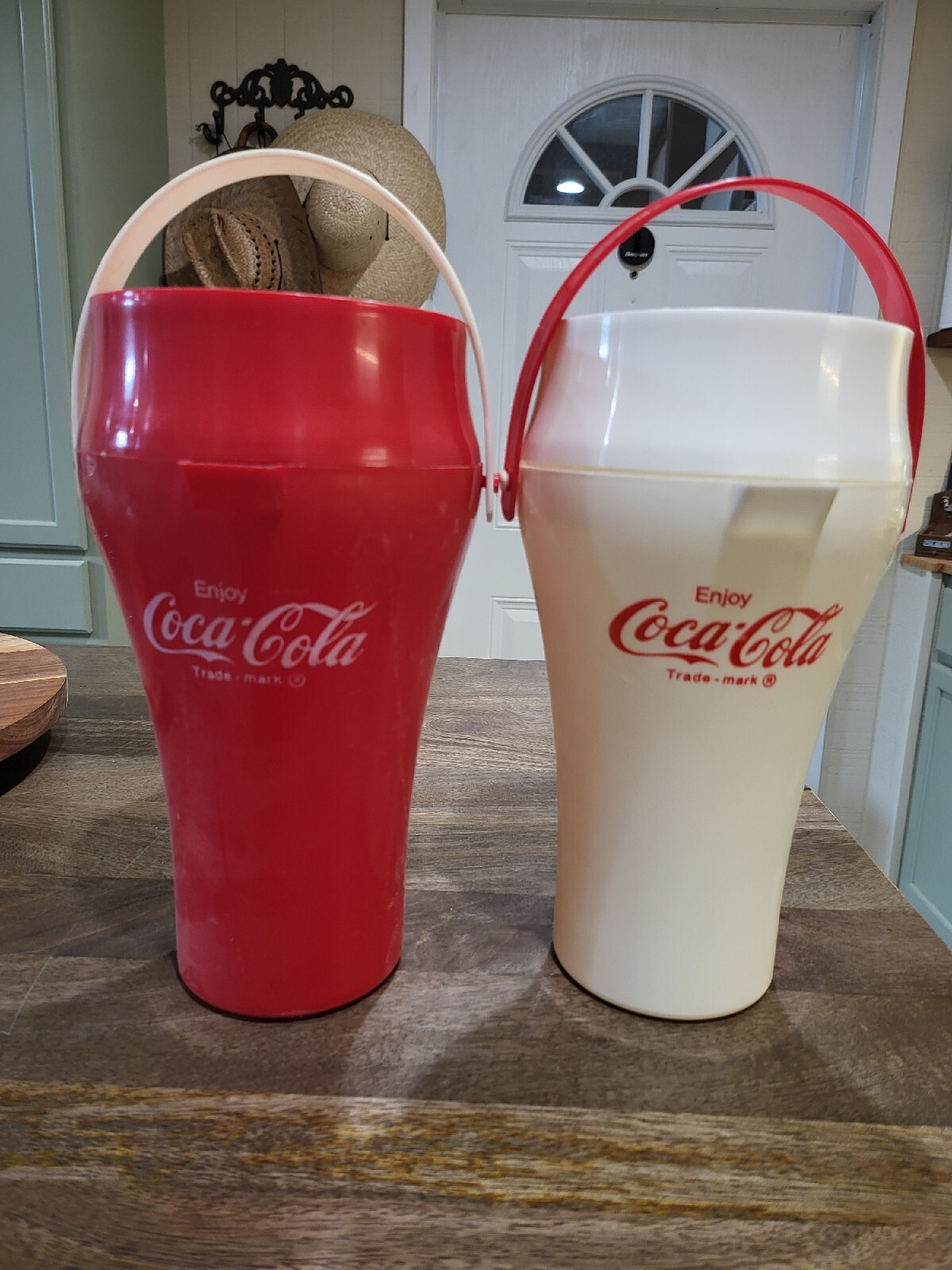 Vintage Coca Cola Godfather's Pizza Travel Mug Pitcher White Plastic ...