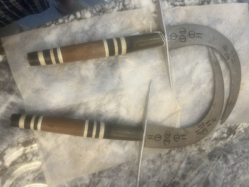 Pair Of Antique sickle knife two handed | eBay