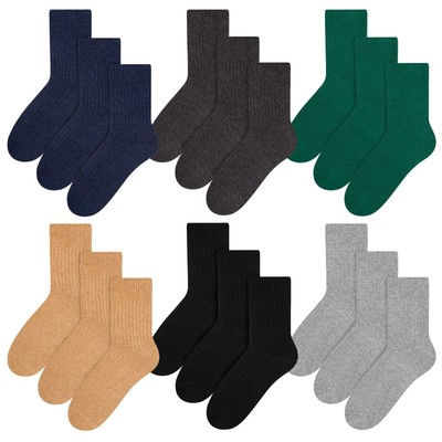 Steven - 3 Pair Warm Wool Dress Socks for Men | Ribbed Cozy Over The ...