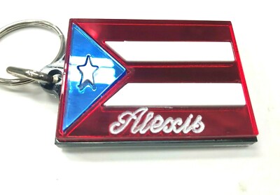 Puerto Rico Flag Key Chain Personalized Custom Name Engrave PR keychain ...
