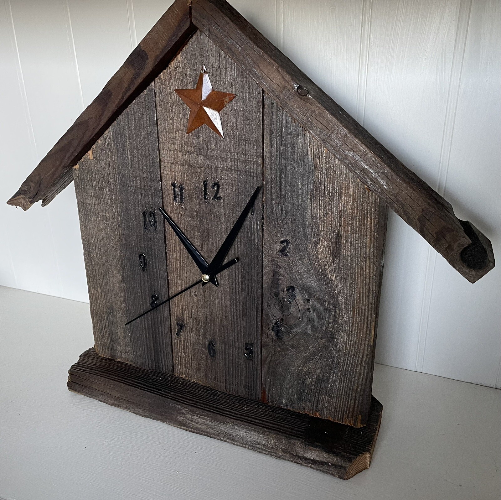 Hand Made Clock Rustic Farmhouse Barn Style Mantel Shelf Clock ...