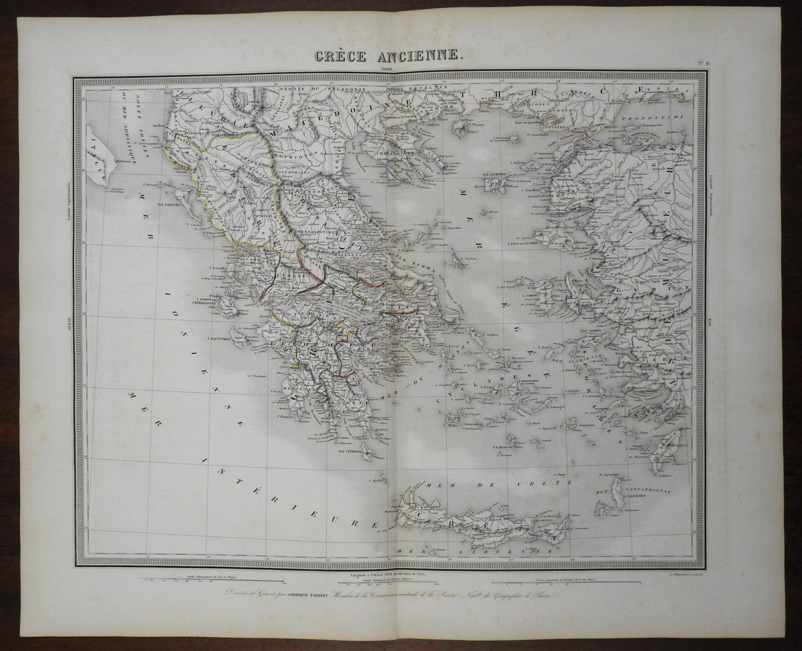 Ancient Greece City States Athens Sparta c. 1850 Tardieu large engraved ...