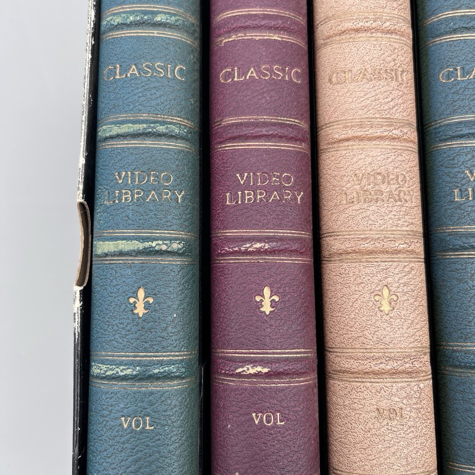 Vintage Classic Video Library VHS Storage Set Faux Book Design 6 Volume ...