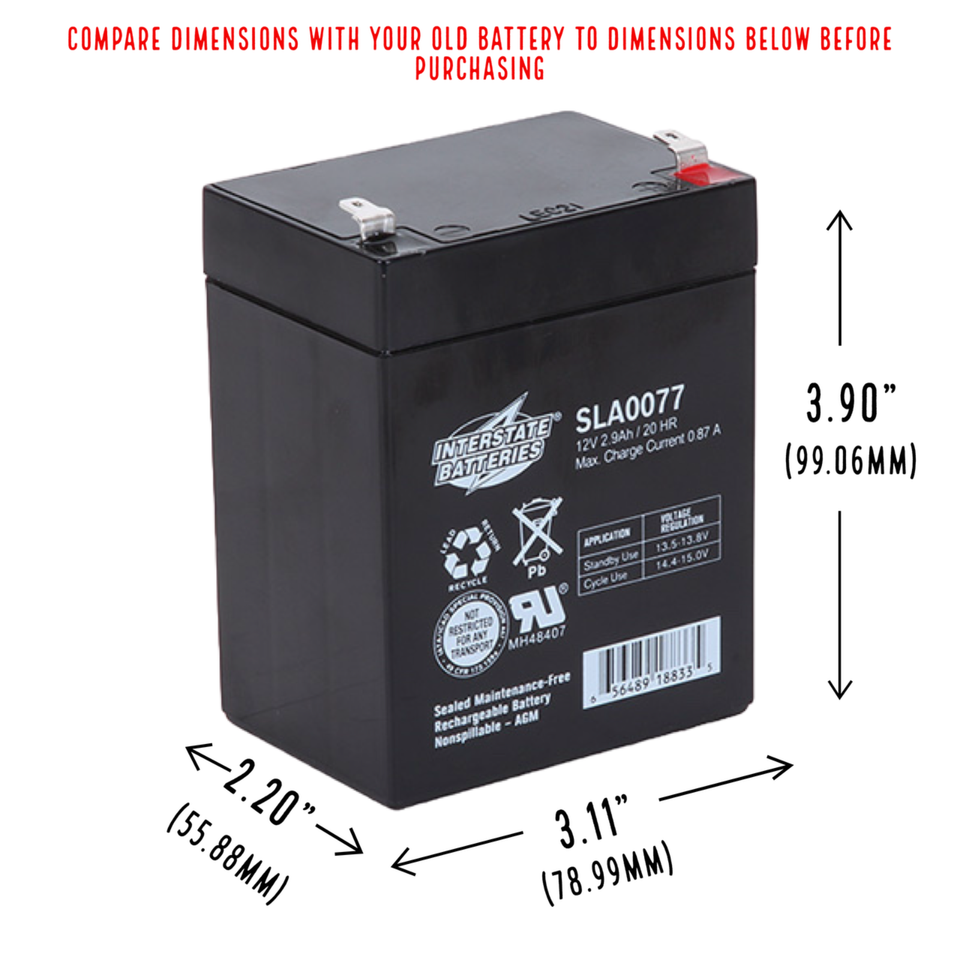 Consent Interstate Batteries GS12V2.8AH 12V 2.9Ah F1 Replacement ...